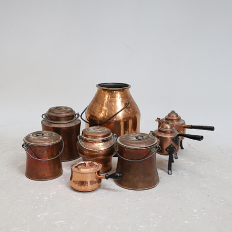 COPPER OBJECTS 8 pcs, 18/1900s. Silver & Metals - Pewter, Brass ...