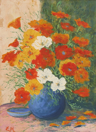 ESTER HENNING. Oil on Board, monogram signed. Art - Paintings - Auctionet