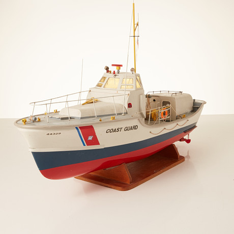 MODEL BOAT, 1980s/90s, "US Coast Guard", painted plastic and wooden ...