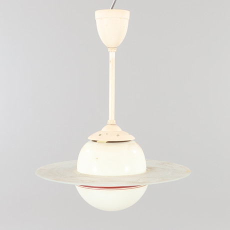 TAKLAMPA, Saturnus modell, glas/metall, 1900-talets mitt. Belysning ...