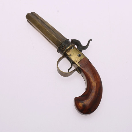 BLOCK PISTOL so-called PEPPERBOX, 3-barrel, brass, Johan Engholm ...