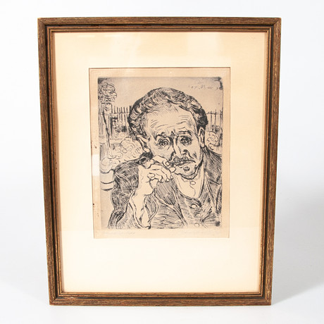VINCENT VAN GOGH. After. Etching. "Homme à la Pipe: Portrait du Docteur ...