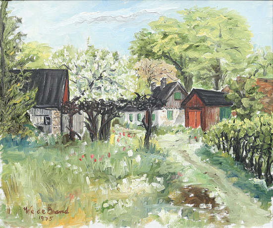 OIDENTIFIERAD KONSTNÄR. Farm motif, Signed We de Brand and dated 1975 ...