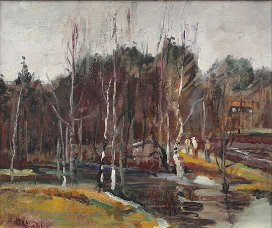 ANDERS OLSON. Olja på pannå, signerad och daterad 1943. Konst - Måleri - Auctionet