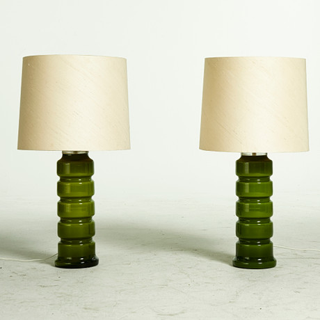 TABLE LAMPS, a pair, 1960s, green glass pulp. Lighting & Lamps - Table ...