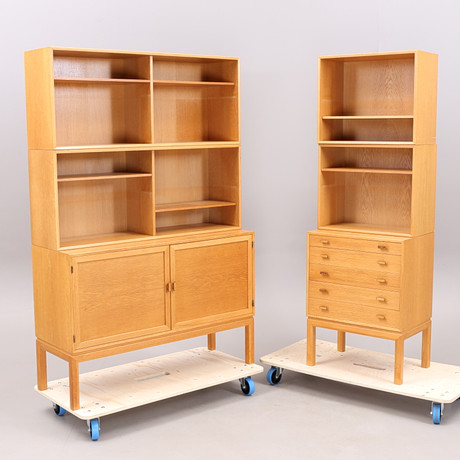 SYSTEM BOOKSHELF, 2 sections, oak. Furniture - Cupboards, Cabinets ...
