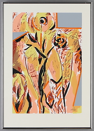 OLLE KÅKS. Composition, color lithograph, signed and numbered EA XVIII ...