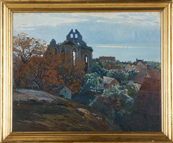 LOTTEN RÖNQUIST, (1864- 1912), oil on canvas, motif of St Nicolai ...