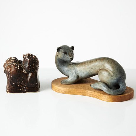 FIGURINEJA, 2 kpl, Nylund ja Allert for Rörstrand, kivitavarat, joissa ...