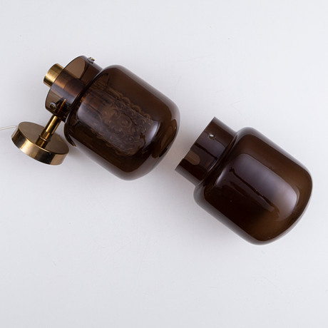 VÄGGLAMPA, glas/metall, Orrefors, med extrakupa, 1900-tal. Belysning ...