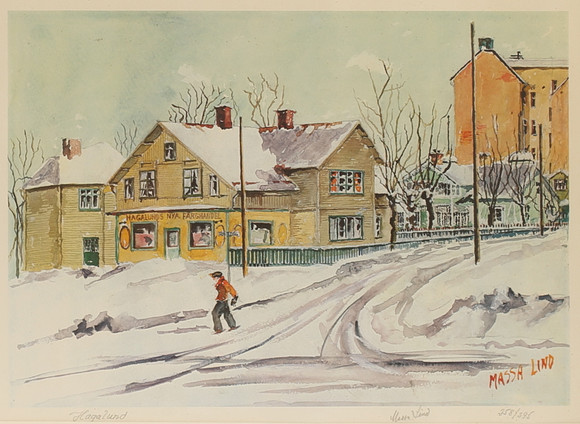 MASSA LIND. Färglitografi, "Hagalund", signerad och numrrerad. Konst ...