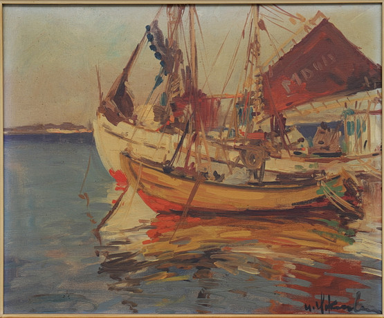 UNO HUBERT KARLSSON. Oil on canvas, boat motif, signed. Art - Paintings ...