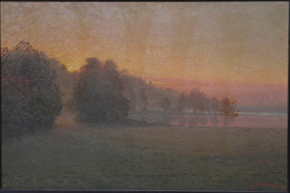 ANDERS WAHLGREN. Oil on canvas, landscape motif at sunset, signed. Art ...