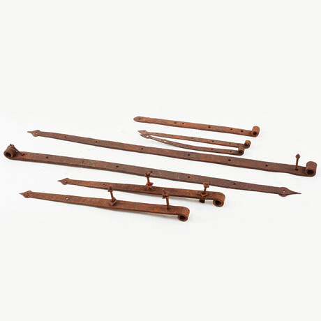 RAISED IRON, wrought iron, 3 pairs + 1 pc, 18th century. Folk art ...