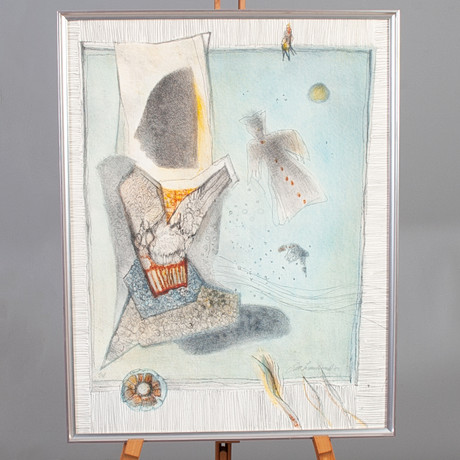 OLLE SVANLUND. Color lithography. Composition, signed, numbered EA and ...