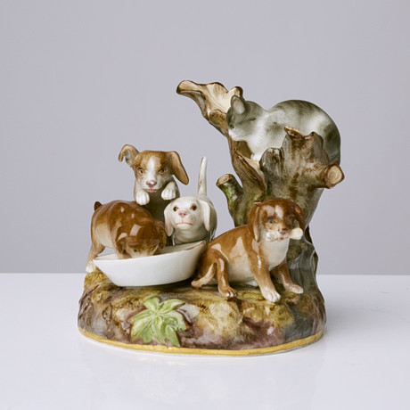 MEISSEN, figurine, porcelain, dogs, marked on underside. Ceramics ...