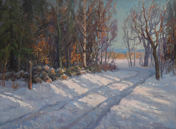 EINAR KRÜGER. VINTERLANDSKAP. Konst - Måleri - Auctionet