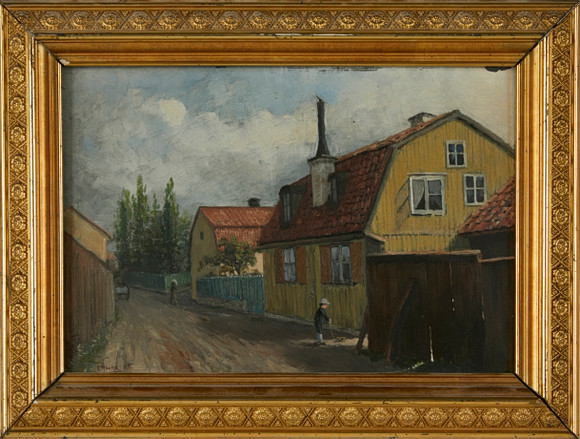 EMIL ÅBERG (1864-1940). City view, oil on plate, signed and dated E ...
