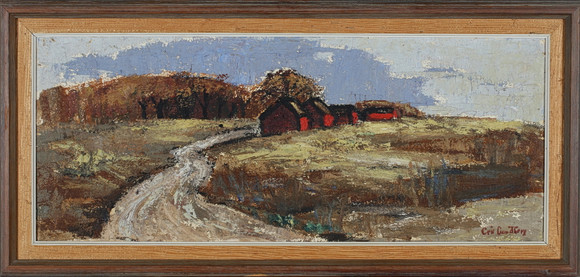 ERIC LUNDBERG. Landscape with houses, oil on canvas, signed. Art ...