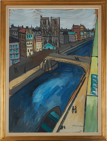 LARS GYNNING (1920-2003). "Pariisi", guassi paperilla, signeerattu ja ...