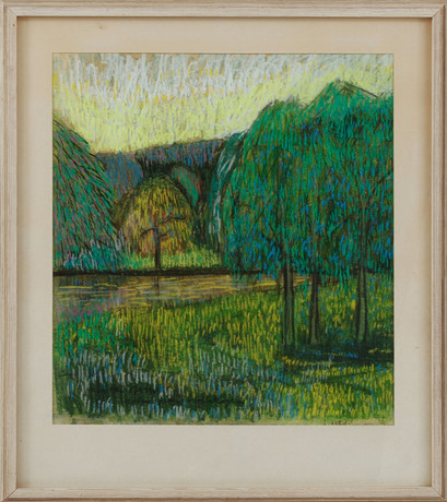 INGVAR OLSON. Motif from Castle Forest, pastel, signed. Art - Paintings ...