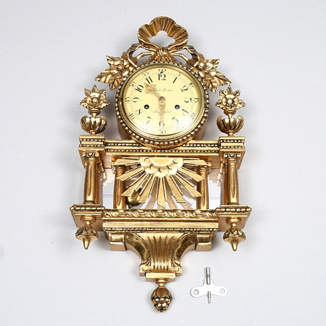 VÄGGPENDYL, gustaviansk stil, Gust Becker, Stockholm, 1900-tal. Klockor ...