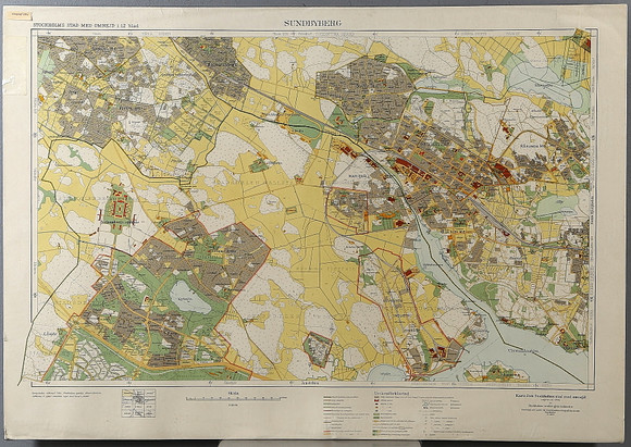 MAP, over part of Stockholm with Sundbyberg and Bromma, printed at the ...