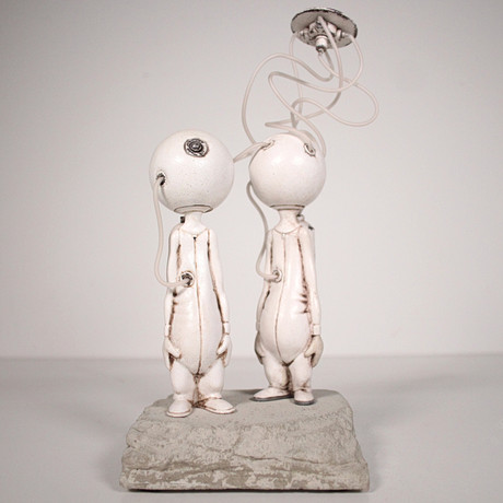 MARTIN SMIDA. HANS ATELJÉ. 'Nyfiken män på månen', skulpturer (2 ...