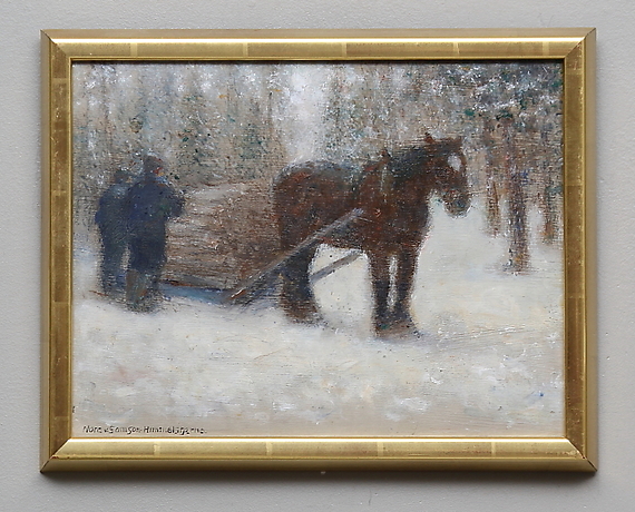 NORA VON SAMSON-HIMMELSTIERNA. "Forest work, winter picture". Oil on ...