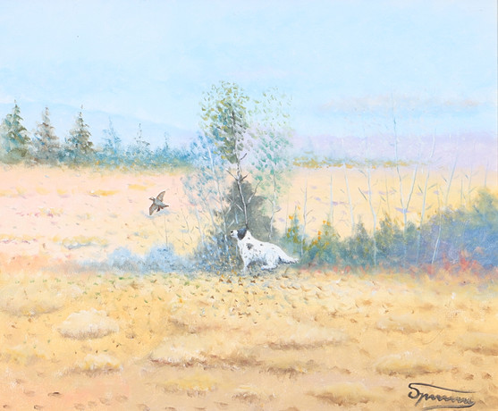 BENGT SPARRING. Landscape with dog, oil on canvas, signed Sparring. Art ...