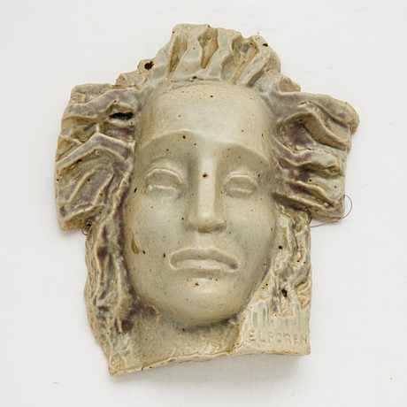 GUNNAR ELFGREN (1896-1976). Escultura que representa un rostro, gres ...
