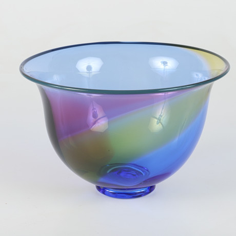 BOWL, polychrome glass, Wolf/Ritzman/Carlsson, Transjöglashytta, signed ...