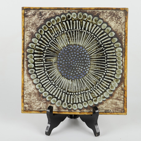 LISA LARSON. Wall relief, "Sunflower" original series Unique, stoneware ...