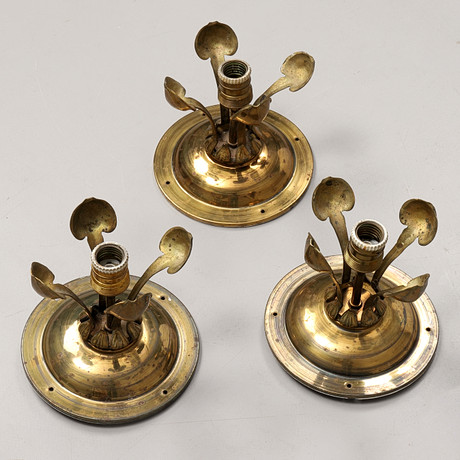 TAKARMATURER, 3 st, mässing. Belysning & Lampor - Taklampor - Auctionet