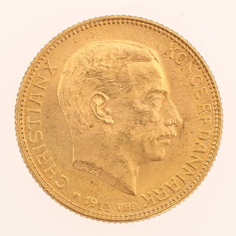 GOLD COIN, SEK 20, Christian X, Denmark 1914. Coins, Medals & Stamps ...