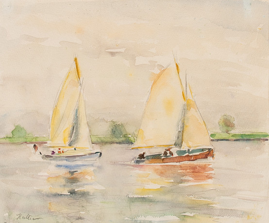 HANS THEODOR HALLIER (1908-1982). Sailing Ships, Watercolor. Art ...