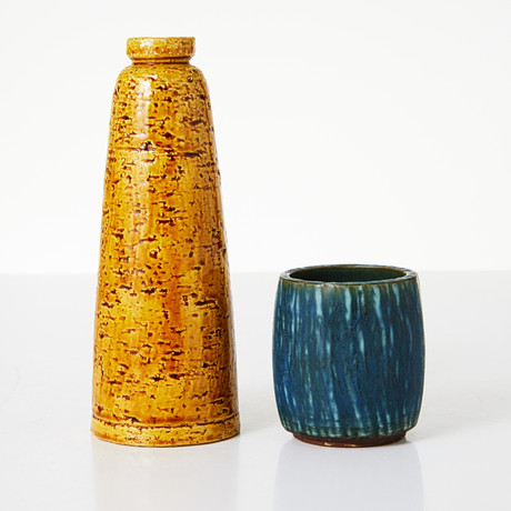 GUNNAR NYLUND. skål och vas, stengods, Rörstrand, signerade. Keramik ...