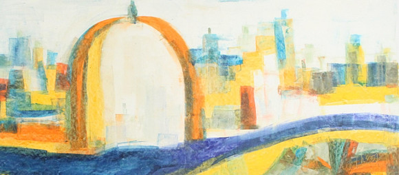 MAX MÜLLER (BK). His studio. 'Desert City', acrylic on canvas. Art ...