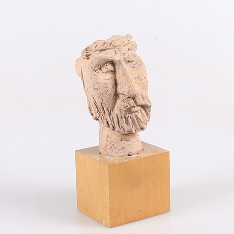 ÅKE HOLM (1900-1980). Skulptur, "Kristushuvud", terrakotta, signerad ...