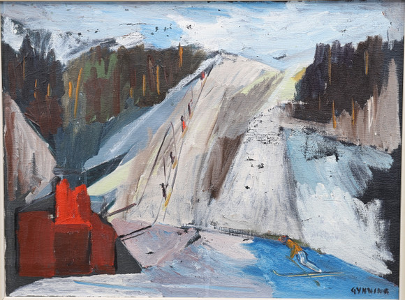 LARS GYNNING. oil on canvas, "Skiing hill" signed Gynning. Art ...