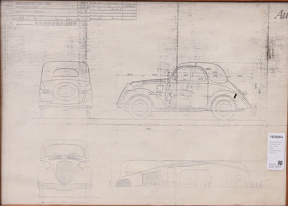 EXPLODED SKETCH/DRAWING, Fiat 500, 1934 AND PLANSCH VW, 1950s. Art ...