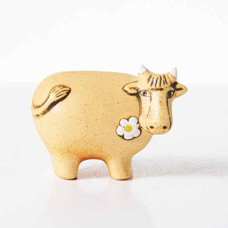 LISA LARSON, figurine, cow, stoneware, marked Lisa L Made in Sweden ...