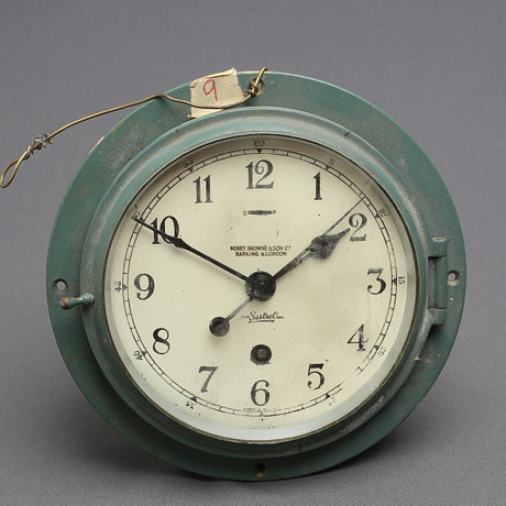 SHIP'S CLOCK, lacquered brass, Sestrel, Henry Browne & Son Ltd, Barking ...
