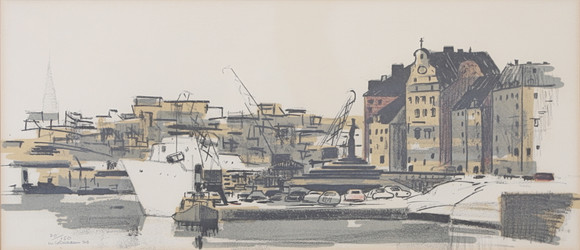 HARRY WICHMANN. color lithograph, signed, numbered 70/150 and dated -60 ...