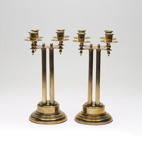 CANDLESTICKS, 1 pair, brass, 1900s. Silver & Metals - Pewter, Brass ...