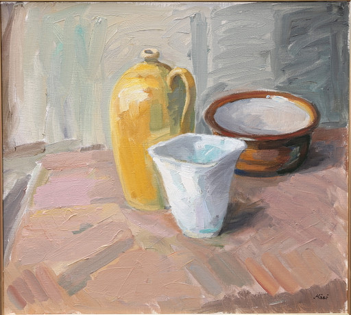 KNUT MÅSÖ. "Yellow mug-White vase", oil on canvas, signed. Art ...