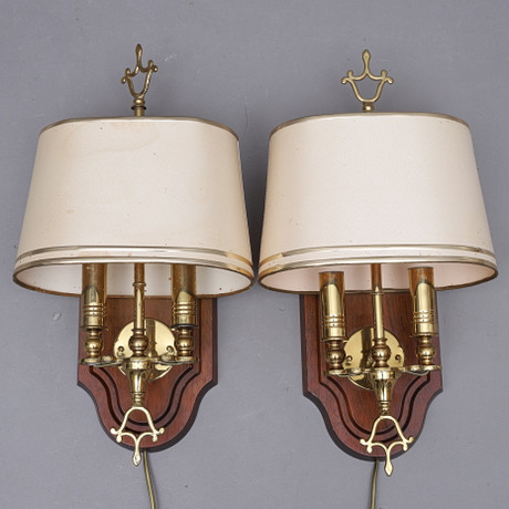 VÄGGLAMPOR, ett par, trä & mässing. Belysning & Lampor - Vägglampor ...