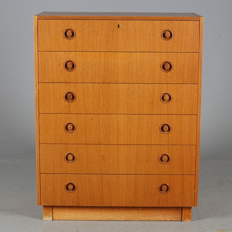 Chest of drawers, teak, six drawers, marked SMI, Erik Fransson model ...