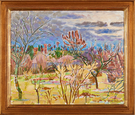AXEL NILSSON (1889-1981). Höst i trädgården. Konst - Måleri - Auctionet
