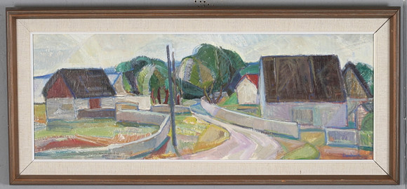 RUNE LUNDMARK. Bymotiv, olja på duk, signerad. Konst - Måleri - Auctionet